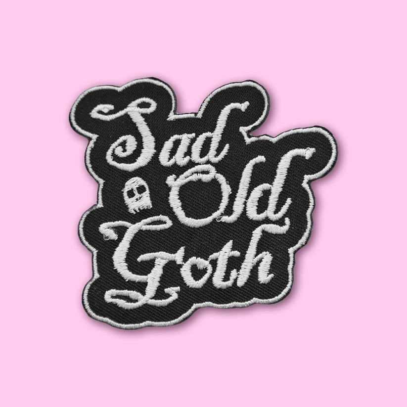 Sad Old Goth Iron On Patch – Minimum Mouse