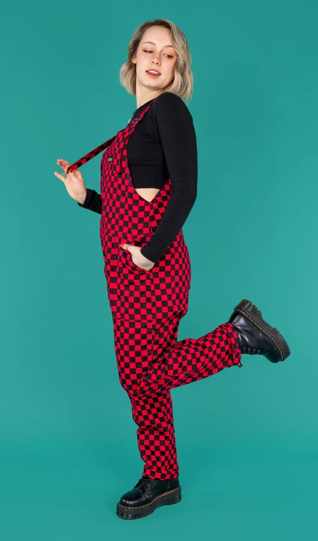 Run and Fly Checkerboard Print Overalls Unisex Cute Retro Alt Emo Goth Retro – Minimum Mouse