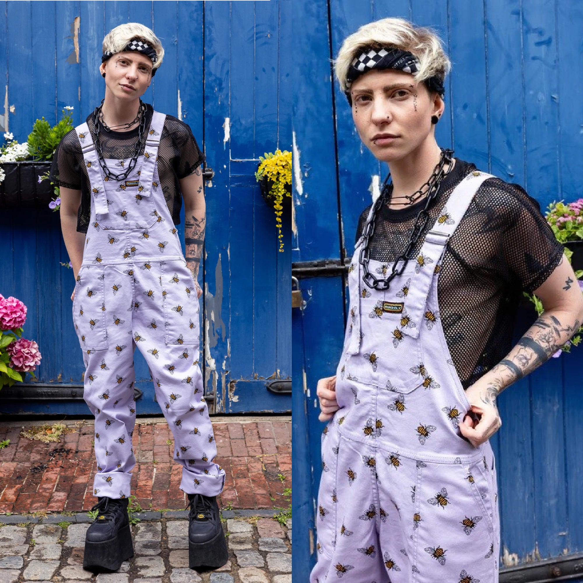 Run and Fly x Lavender Bee Dungarees Jumpsuit Overalls Unisex Cute ...