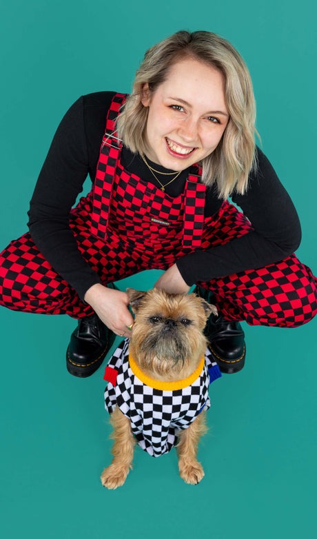 Run and Fly Checkerboard Print Overalls Unisex Cute Retro Alt Emo Goth ...