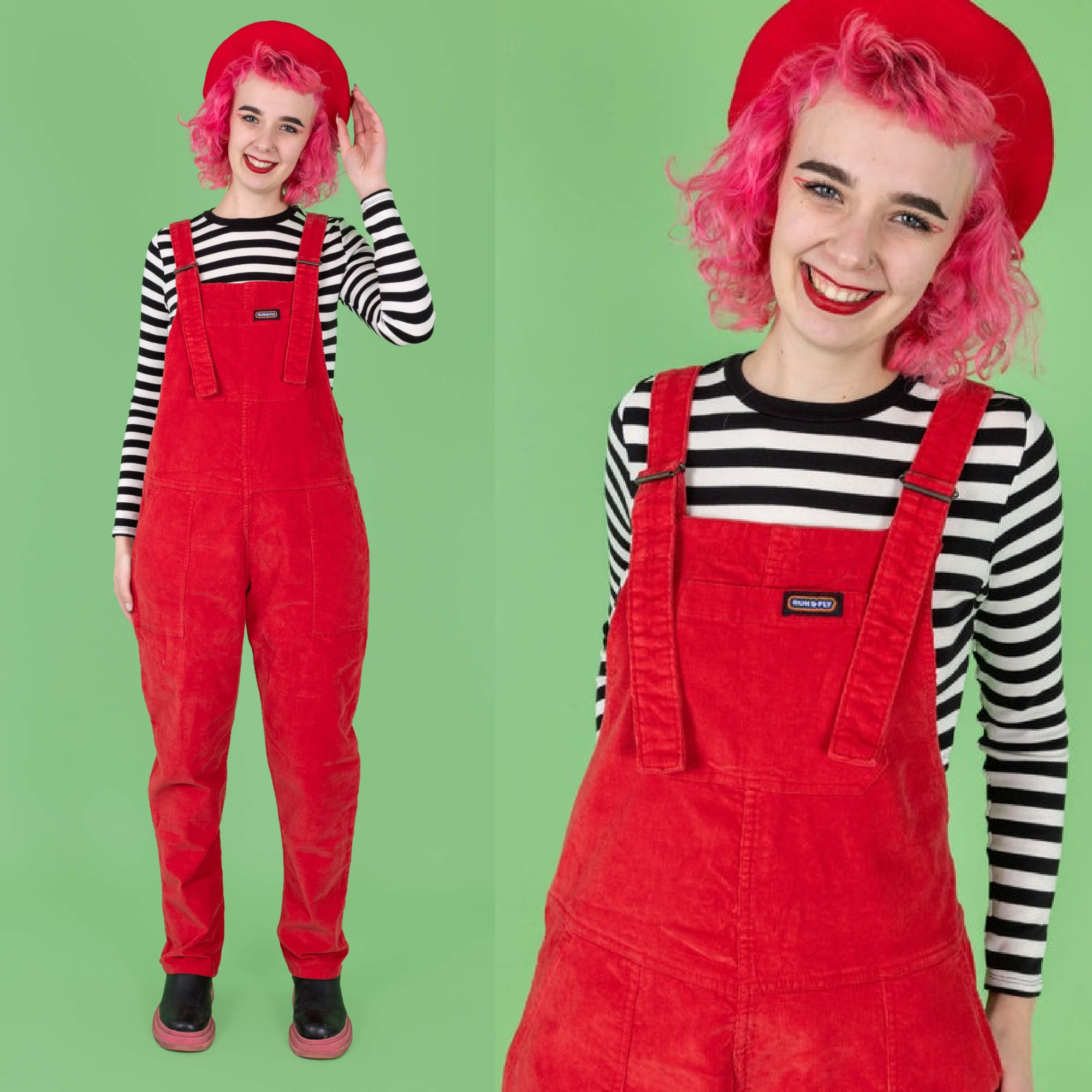 Run and Fly Stretch Corduroy Dungarees Red Overalls XXXS-XXL – Minimum ...