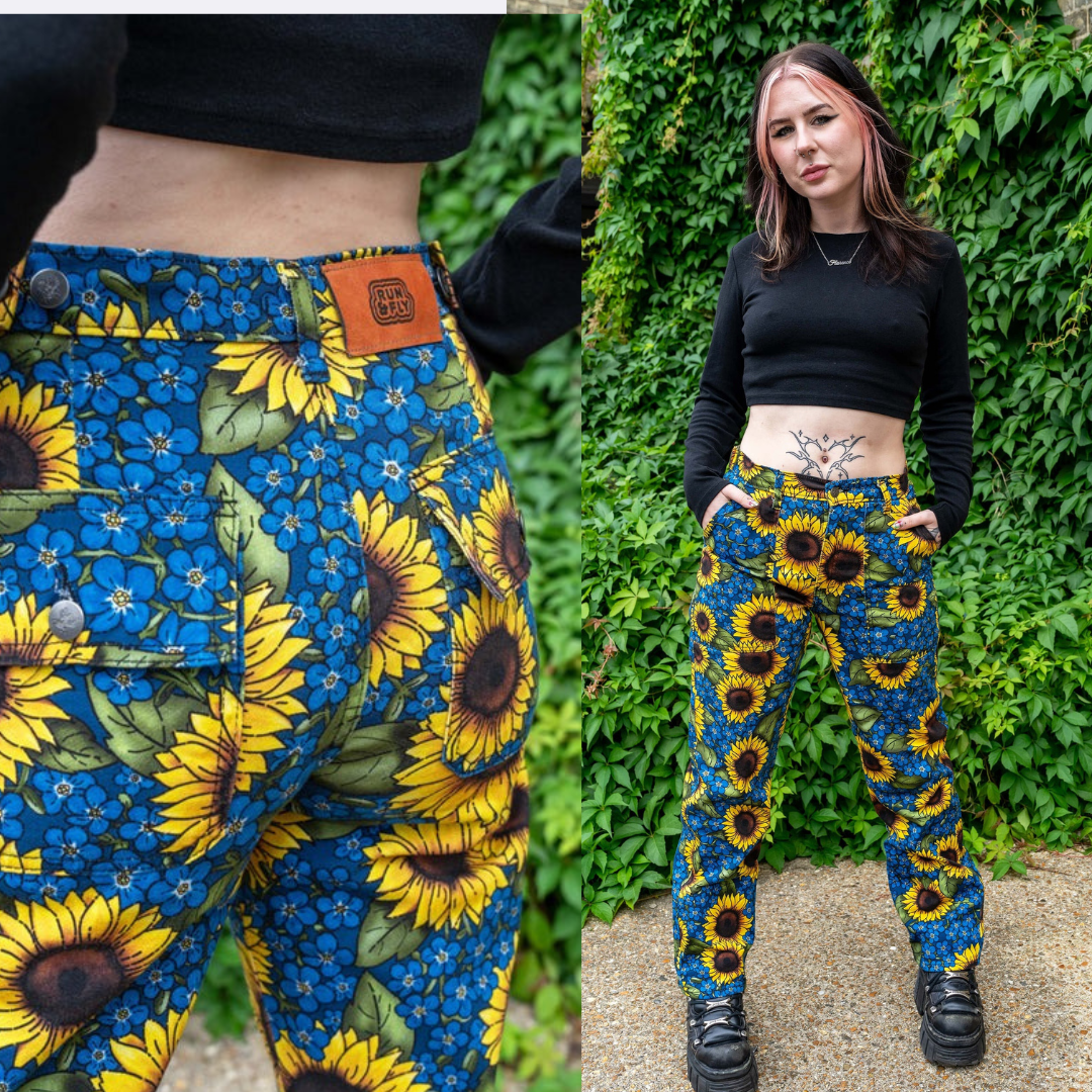 Run and Fly Sunflower Print Jeans High Waist Straight Leg – Minimum Mouse