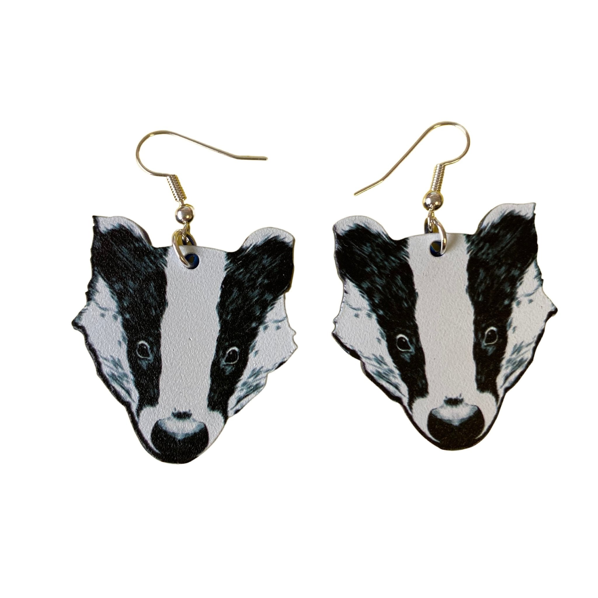 Acrylic Badger Face Earrings Statement/Perspex/Dangle Animal/Wildlife ...