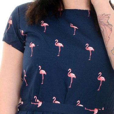 RUN AND FLY Retro Flamingo Dress Vintage Style KItsch 8 10 12 14 16 18 ...