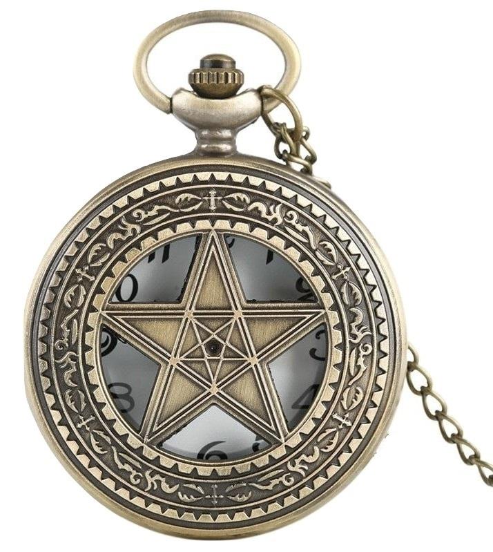Inlaid Pentagram Pocket/Fob Watch Steampunk/Victorian/Wedding/Goth Vtg ...