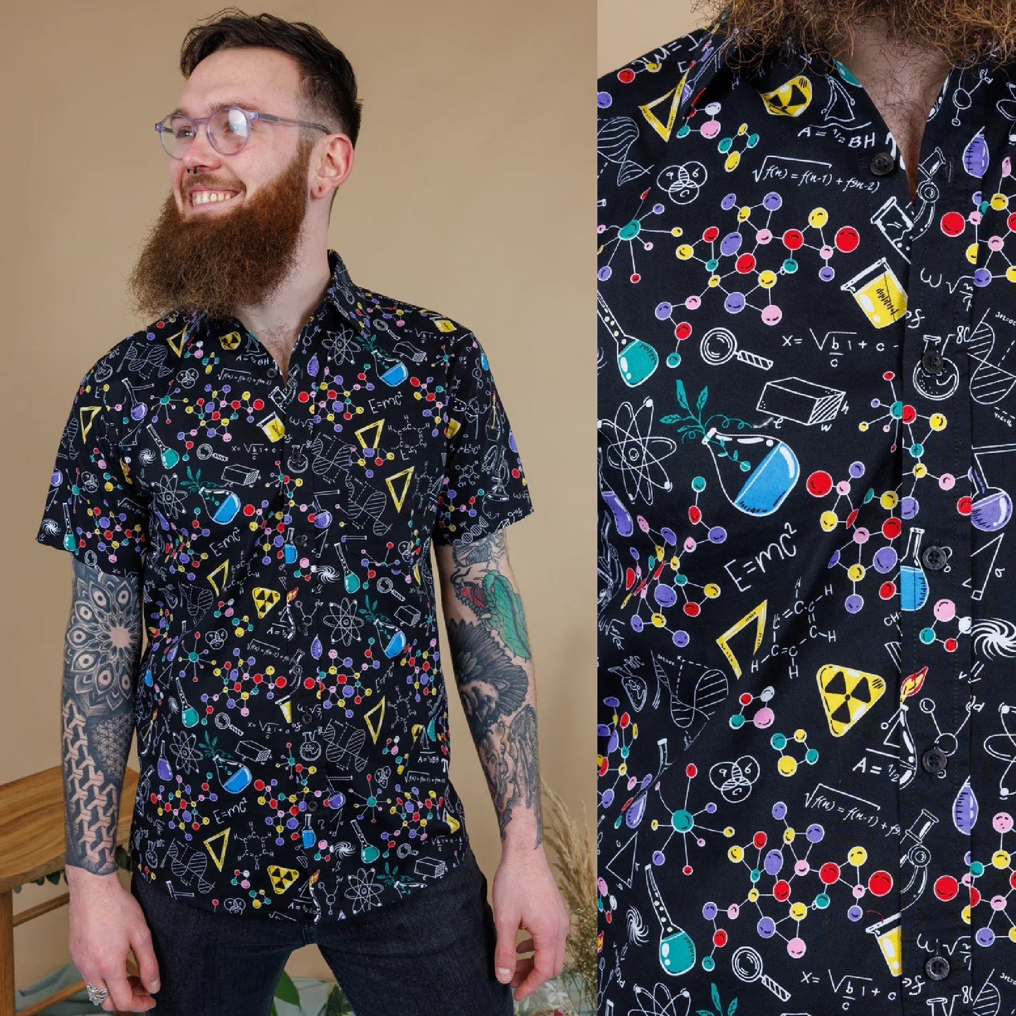 Science Print Shirt by Run and Fly Retro S/M/L/XL/XXL Geek Nerd Alt ...