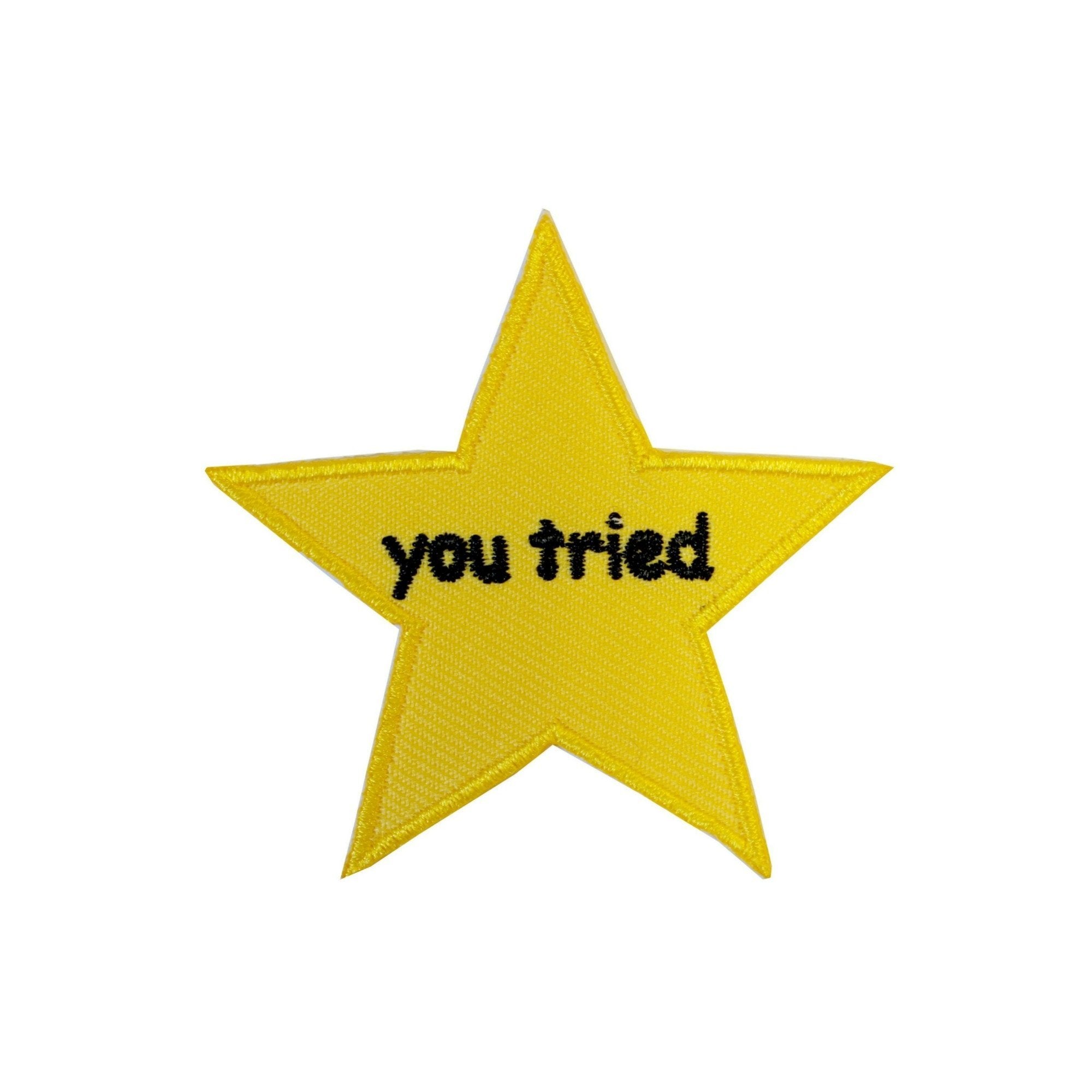 You Tried Funny Iron On Patch Gold Star Applique/Transfer Sew – Minimum ...